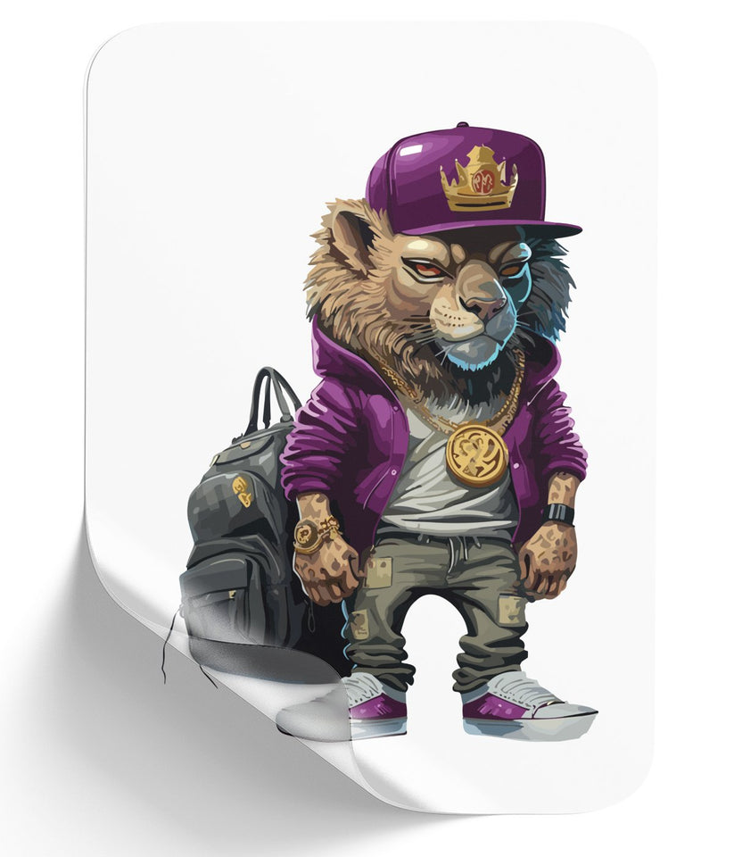 Gangster Lion Purple Hoodie Gold Chains – Transfer Superstars